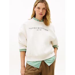 Tommy Hilfiger Damen Sweatshirt "CORP LOGO MDRN SWTSRT", wei&szlig;, Gr. XS, bedruckt, meliert, Sweatware, Obermaterial: 63% Baumwolle, 37% Polyester,