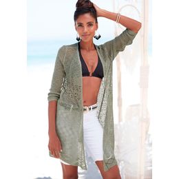 s.Oliver Damen s.Oliver Strickjacke &raquo;in luftiger H&auml;keloptik mit langen &Auml;rmeln, ohne Verschluss&laquo; sommerlicher Cardigan, lange Ajourstrickjacke, 