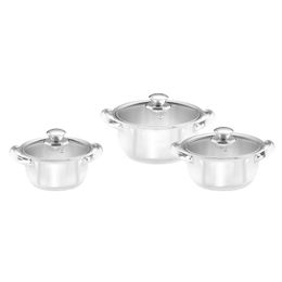King Topf-Set &raquo;Silver Line&laquo; Set, 1x Kochtopf &Oslash; 16 cm, 1x Kochtopf &Oslash; 20 cm, 1x Kochtopf &Oslash; 18 cm, 6 Stk. tlg. Edelstahl silber Einheitsgr&ouml;&szlig;e