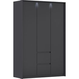 Rauch Dreht&uuml;renschrank &raquo;Mainz mit Passepartout&laquo; optional mit Beleuchtung, Au&szlig;ent&uuml;ren mit Push-to-Open Funktion grau Holzwerkstoff B/H/T: 141cm x 212cm