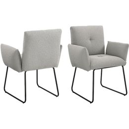 Salesfever Armlehnstuhl &raquo;Komfortabler Esszimmerstuhl mit Stil&laquo; () mit Wellenunterfederung grau Metall, Polyester B/H/T: 73,5cm x 87cm x 64,5cm, Boucl&eacute;