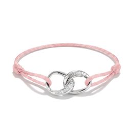 Thomas Sabo Damen Thomas Sabo Armband &raquo;Together Textilarmband&laquo; mit Zirkonia (synth.) rosa 24, Silber 925 (recycelt) Textil