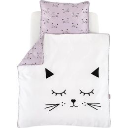 Tr&auml;umeland Babybettw&auml;sche &raquo;kuschelweiche Bettw&auml;sche Schmusekatze&laquo; 2 Stk. wei&szlig; Jersey, Obermaterial: 100% Baumwolle B/L: 80cm x 80cm, 1 Stk., 1 Stk., Jersey, B/L: