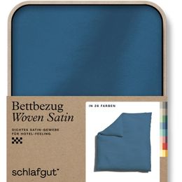 Schlafgut Bettbezug &raquo;Woven Satin&laquo; besonders dicht gewebt, Mix & Match: passender Kissenbezug erh&auml;ltlich blau Mako-Satin, Obermaterial: 100% Baumwolle B/L: 200cm