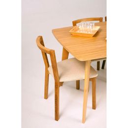 WOODMAN Stuhl &raquo;Edda&laquo; (Set) im 2er Set, Gestell aus massiver Eiche, FSC -zertifiziert braun Massivholz B/H/T: 45cm x 75cm x 54cm, Webstoff