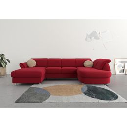 Sit & More sit&more Wohnlandschaft &raquo;Apulia U-Form&laquo; wahlweise Schlaffunktion, Bettkasten und Kopf- und Armteilverstellung rot Webstoff (100% Polyester);Struktur 