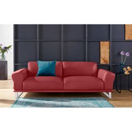 W.Schillig 2,5-Sitzer &raquo;montanaa&laquo; mit Metallkufen in Chrom gl&auml;nzend, Breite 232 cm rot B/H/T: 232cm x 78cm x 94cm, Longlife Xtra-Leder Z59