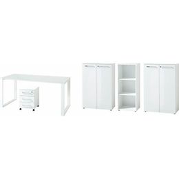 Germania B&uuml;rom&ouml;bel-Set &raquo;GW-Monteria&laquo; Set, 5 Stk. tlg. wei&szlig; Holzwerkstoff, Metall Holzwerkstoff Metall