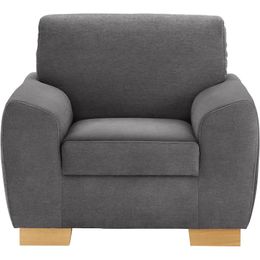 DOMO collection Sessel &raquo;Incanto, kubische Formensprache, komfortabel, flache Armlehnen&laquo; grau Feinstruktur, B/H/T: 102cm x 81cm x 89cm