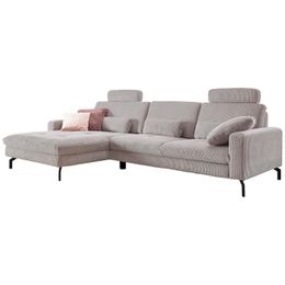 Die PlanBar Ecksofa &raquo;MP-IN20110 L-Form mit Federkern-Polsterung&laquo; optional mit Funktionen erh&auml;ltlich rosa 100% Polyester B/H/T: 302cm x 87cm x 178cm, 