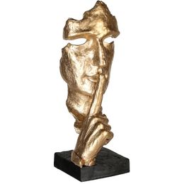 Casablanca by Gilde Dekofigur &raquo;Skulptur Silence, gold/schwarz&laquo; Dekoobjekt, H&ouml;he 39 cm, mit Spruchanh&auml;nger, Wohnzimmer gold Polyresin B/H/T: 13cm x 