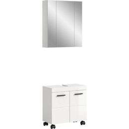 Welltime Badm&ouml;bel-Set &raquo;AVON, Breite 60 cm, 2-teilige moderne Badkombination, auf Rollen&laquo; bestehend aus: Waschbeckenunterschrank & Spiegelschrank, 2 