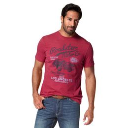 Arizona Herren T-Shirt Kurzarm, melierte Optik, Rundhals, aus Baumwollmischung rot XXL (60/62)