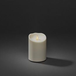 Konstsmide LED-Kerze LED Kerze cremewei&szlig;, mit 3D Flamme und geschmolzener Kante beige &Oslash;/H: 9,5cm x 14cm, 1 Stk.