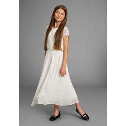 Kidsworld M&auml;dchen Kidsworld Jerseykleid &raquo;Festliches Kleid mit Spitze&laquo; Elegantes Kleid mit Spitze und Chiffon beige 116/122, N-Gr