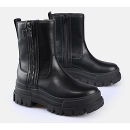 Buffalo Damen Bikerboots &raquo;Aspha Bootie Zip&laquo; Plateauboots, Stiefelette mit Memory Foam Innensohle schwarz 40
