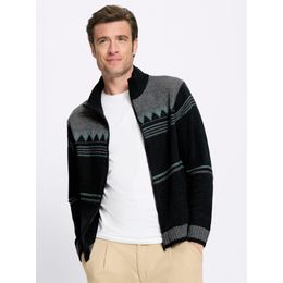 Catamaran Herren Cardigan, schwarz, Gr. 50, gemustert, gestreift, mehrfarbig, 70% Polyacryl, 30% Wolle, Strickjacken