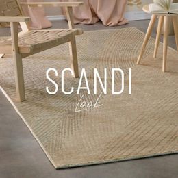 Wecon Home Teppich &raquo;Skai&laquo; rechteckig 6 mm H&ouml;he VIskose/Wolle, modern, abstrakt, handgetuftet, robust, pflegeleicht beige Schurwolle B : 110cm 1 Stk., 
