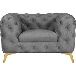 Home Affaire Chesterfield-Sessel &raquo;Glynis Sessel&laquo; aufw&auml;ndige Knopfheftung, moderne Chesterfield Optik, Fu&szlig;farbe w&auml;hlbar grau Struktur (100% Polyester);