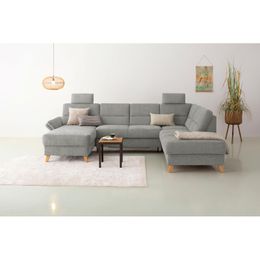 OTTO home Wohnlandschaft &raquo;Westerland U-Form&laquo; Federkern, wahlweise Schlaffunktion, Stauraum und Armlehn-Verstellung grau 100% Polyester B/H/T: 303cm x 