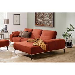 W.Schillig Ecksofa &raquo;run, Designsofa mit tollem Sitzkomfort, bequem, L-Form&laquo; mit Holzsockel, F&uuml;&szlig;e in Schwarz pulverbeschichtet, Breite 279 cm orange 