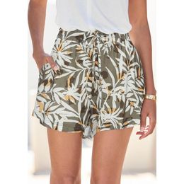 Vivance Damen Shorts &raquo;aus luftigem Viskosejersey&laquo; mit Alloverdruck, kurze Strandshorts mit Taschen, Sommerhose gr&uuml;n 46, N-Gr