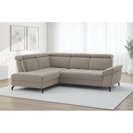 Sit & More sit&more Ecksofa &raquo;Vanity; L-Form, B. 254 cm&laquo; Inkl.Sitz-,Kopf-und Armteilverstellung 100% Polyester B/H/T: 254cm x 84cm x 197cm, Chenille, Ottomane 