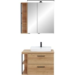 Badezimmer-Set &raquo;5-tlg. Mit Softclose-T&uuml;ren&laquo; 6 Stk. tlg. braun Spanplatte B/H/T: 78cmcm x 200cmcm x 45cmcm