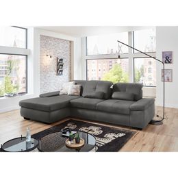 Die PlanBar Ecksofa &raquo;MP-IN16012 L-Form, mit Federkern-Polsterung&laquo; inkl. Sitztiefenverstellung, wahlweise mit weiteren Funktionen grau 85% Polyester;15