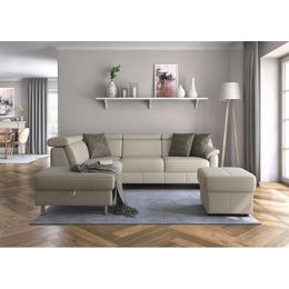 Sit & More sit&more Ecksofa &raquo;Freetown L-Form&laquo; inklusive Kopfteilverstellung und komfortablem Federkern beige B/H/T: 252cm x 84cm x 216cm, Luxus-Microfaser ALTARA