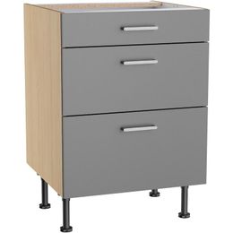 KOCHSTATION Unterschrank &raquo;KS-Lucy&laquo; Breite 60 cm, 1 Schubkasten, 2 Ausz&uuml;gen, Soft-Close, verstellb. F&uuml;&szlig;e Eiche hell, B/H/T: 60cm x 87cm x 58,1cm, 