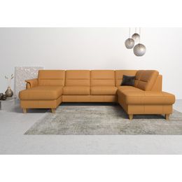 Home Affaire Wohnlandschaft &raquo;Palmera U-Form, B: 308 cm&laquo; optional Schlaffunktion & Bettkasten, Federkern gelb Luxus-Microfaser (100% Polyester);