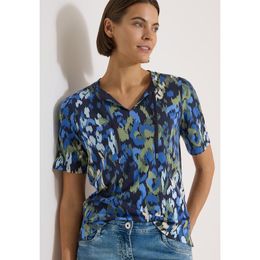 Cecil Damen Kurzarmshirt Sommershirt im Tunika-Look mit grafischem Muster bunt M (40)
