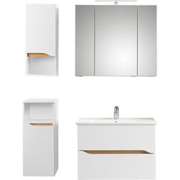Badm&ouml;bel-Set &raquo;Quickset 4-teilig, Keramik-Waschtisch und LED-Spiegelschrank&laquo; 5 Stk. tlg. wei&szlig; Glas, Holzwerkstoff, Keramik B/H/T: 110cmcm x 45cmcm