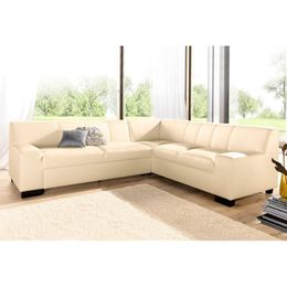 DOMO collection Ecksofa &raquo;Norma Top, elegant und modern, flache Armlehnen, L-Form&laquo; wahlweise mit Bettfunktion beige B/H/T: 247cm x 77cm x 212cm, 