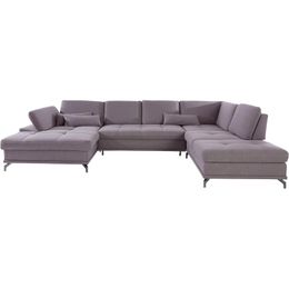OTTO home Wohnlandschaft &raquo;Costello U-Form, B: 363 cm mit Sitztiefen- & Armteilverstellung&laquo; optional Schlaffunktion & Bettkasten grau 100% Polyester;