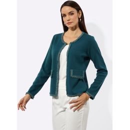 CR&Eacute;ATION L CREATION L Damen Strickjacke, gr&uuml;n, Gr. 42, unifarben, 42% Viskose, 28% Polyamid, 20% Polyester, 10% Wolle, Strickjacken