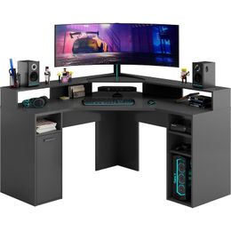 FMD Gamingtisch &raquo;Eckschreibtisch Zocker 2&laquo; grau B/H/T: 138,6cm x 90,3cm x 138,7cm
