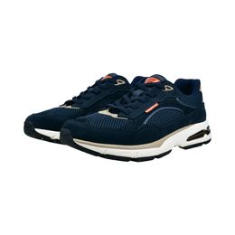 Bugatti Herren Sneaker, Gr. 45, blau, Leder, Textil, Schuhe, Freizeitschuh, Halbschuh, Slipper mit Kontrast-Details