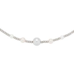 Leonardo Damen Leonardo Kette ohne Anh&auml;nger &raquo;Halskette Elsana&laquo; mit Perle (imitiert) beige Edelstahl Perlen, L: 50 B: 6mm