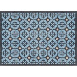 Fu&szlig;matte &raquo;Parterre Blue&laquo; rechteckig 9 mm H&ouml;he blau Obermaterial: 85% Baumwolle, 15% Viskose B : 60cm 1 Stk., 9mm, L: 85cm