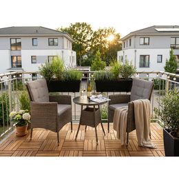 Konifera Garten-Essgruppe &raquo;Balkonset "Mailand"&laquo; Set, 2 Sessel, Tisch &Oslash; 50 cm, inkl. Auflagen, 7 Stk. tlg. Polyrattan, Tischplatte aus Sicherheitsglas,
