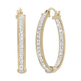 Firetti Damen Paar Creolen &raquo;Schmuck Geschenk Gold 375 Ohrschmuck Ohrringe&laquo; mit Kristall Gelbgold 375