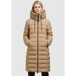 Khujo Damen Khujo Steppmantel &raquo;AETHE&laquo; knielanger Schnitt, mit Kapuze, hochschlie&szlig;ender Kragen, aus Polyester beige M (38)