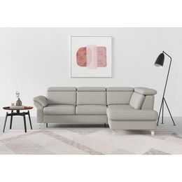 Sit & More sit&more Ecksofa &raquo;Arngast L-Form&laquo; inklusive Kopfteilverstellung und Federkern grau B/H/T: 245cm x 84cm x 194cm, NaturLEDER , Ottomane rechts,mit 