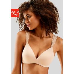 Lascana Push-up-BH ohne B&uuml;gel, mit Spitzentr&auml;gern, bequemer BH, T-Shirt-BH, Racerback BH braun 90, Cup AA Push-up-BH
