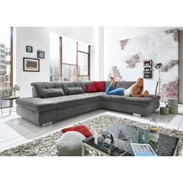 Die PlanBar Ecksofa &raquo;MP-IN17004 L-Form, Breite 323 cm, mit Federkern-Polsterung&laquo; inkl. Sitztiefenverstellung, wahlweise weitere Funktionen grau 100% 