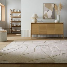FLAIR RUGS Teppich &raquo;SHARD&laquo; rechteckig 10 mm H&ouml;he Hoch-Tief Effekt, Handgearbeitet, 100 % Wollflor beige Wolle B : 160cm 1 Stk., 10mm, L: 230cm