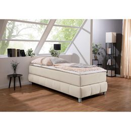 Home Affaire Boxspringbett &raquo;Salo&laquo; Ohne Kopfteil, inkl. Topper, auch in &Uuml;berl&auml;nge 220 cm beige Samtoptik, Liegefl&auml;che B/L: 90cm x 200cm, H2 + H2, 7-