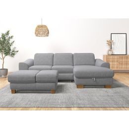 Home Affaire Ecksofa &raquo;Dundee L-Form&laquo; wahlweise mit Kopfteilverstellung und zus&auml;tzlich mit Schlaffunktion grau B/H/T: 264cm x 86cm x 170cm, Webstoff, 